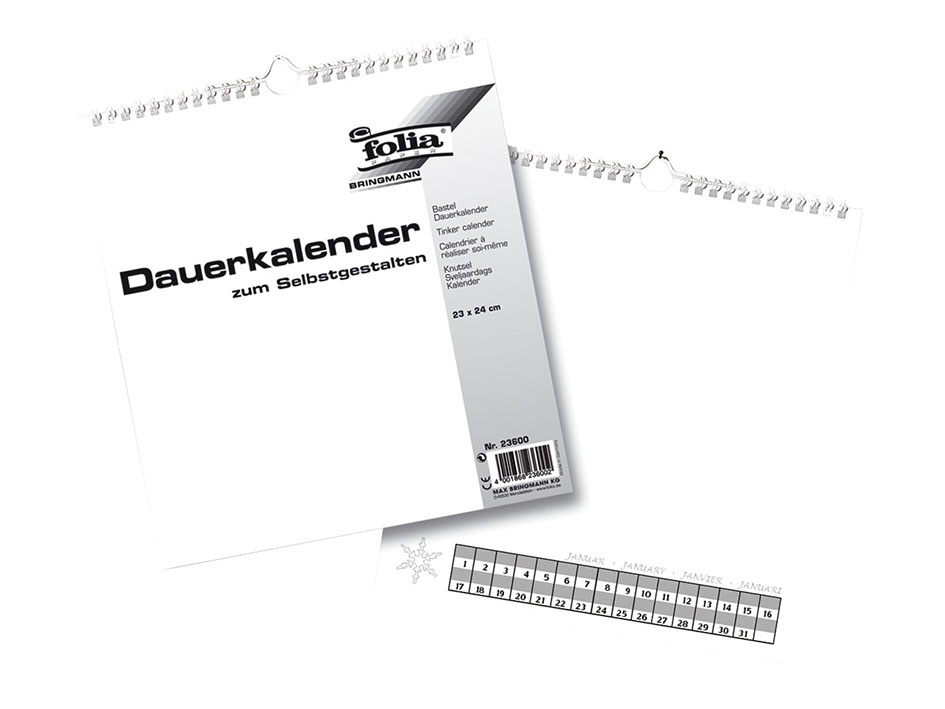 Folia Kalender Hvit m/spiral 23x24cm – Global Hobby og Kunst