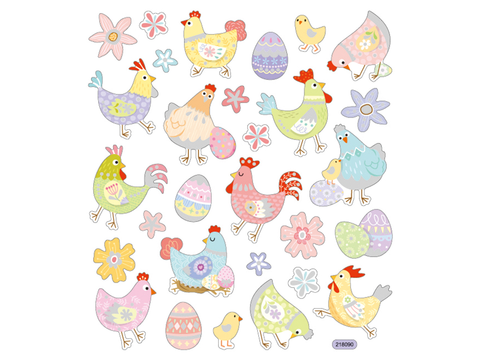 Klistremerker – Påskehøner m/glitter – Global Hobby og Kunst